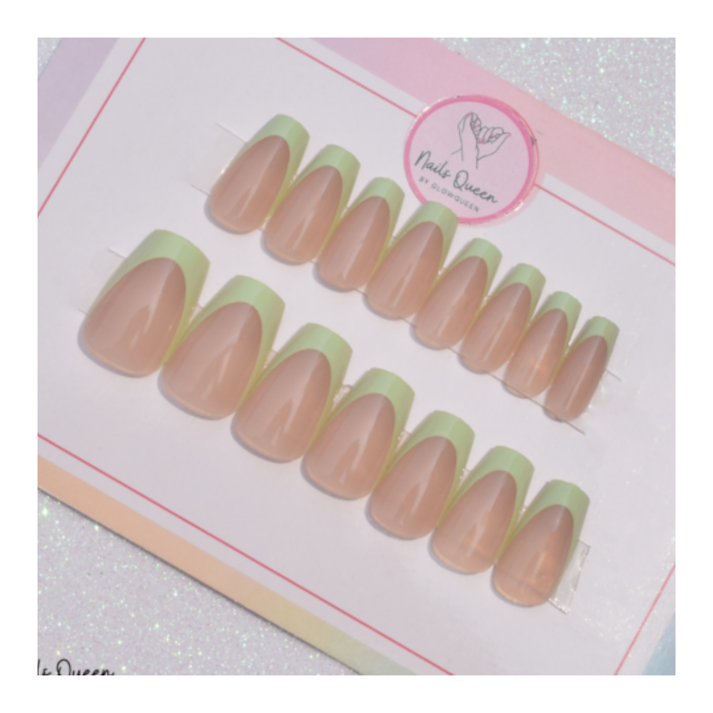 Ballerina Green Tips Gel Nails | NailsQueen